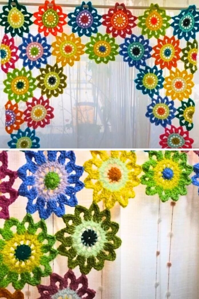Crochet Flower Curtain – Pattern - CURIOSODAWEB.COM