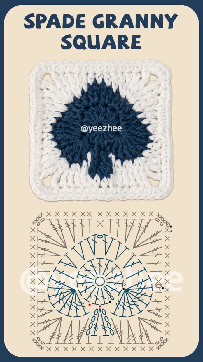 Spade Granny Square - Pattern - CURIOSODAWEB.COM