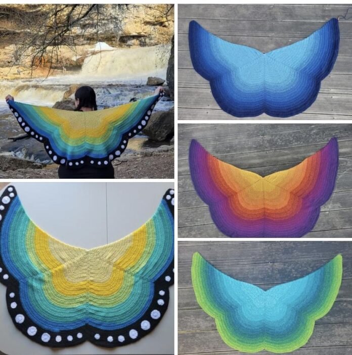 Crochet Pattern for Shawl with Butterfly Wings – Pattern - CURIOSODAWEB.COM