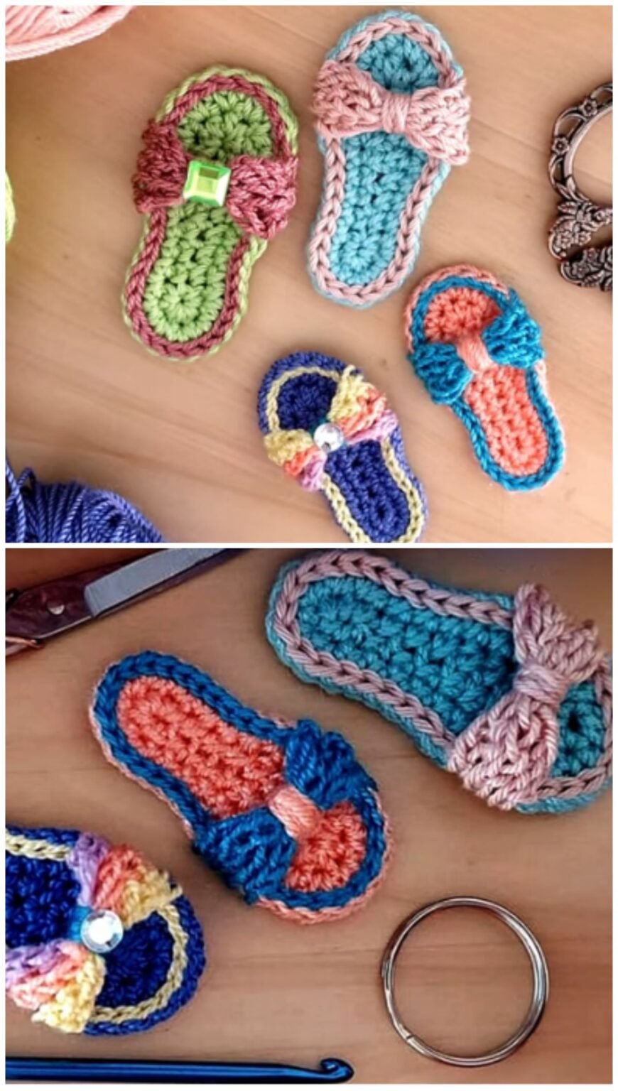 Crochet Keychain Slippers – Pattern - CURIOSODAWEB.COM