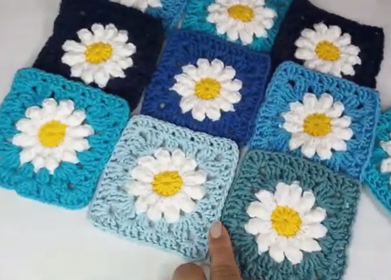 Super Easy Daisy Crochet Square - Pattern - CURIOSODAWEB.COM