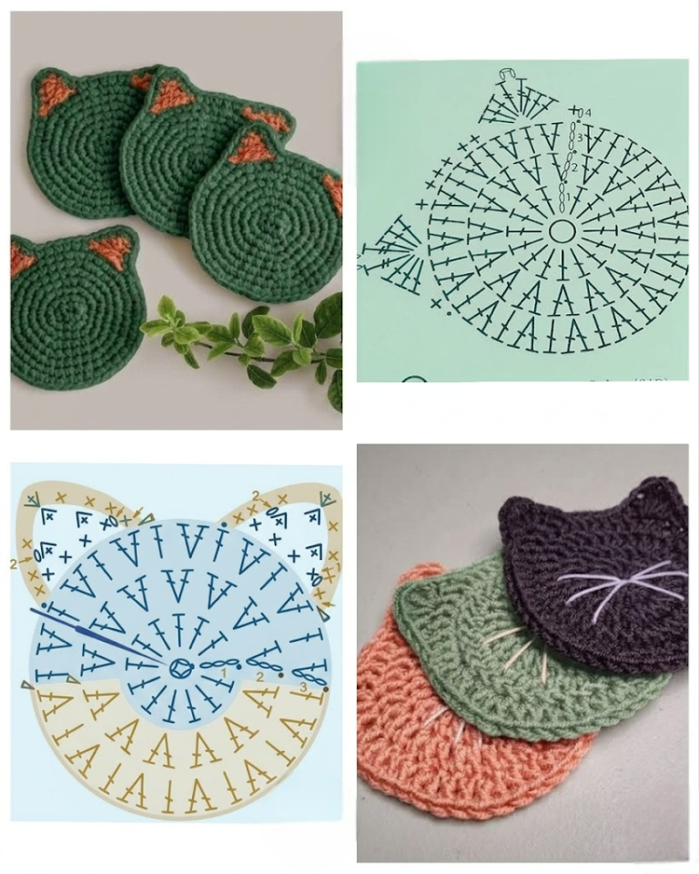 Crochet Cat Coaster - Tutorial - CURIOSODAWEB.COM