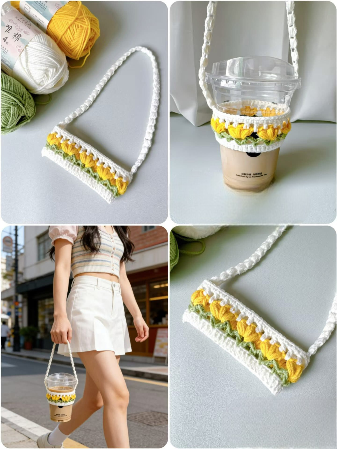 Crochet Tulip-shaped cup Holder - Tutorial - CURIOSODAWEB.COM