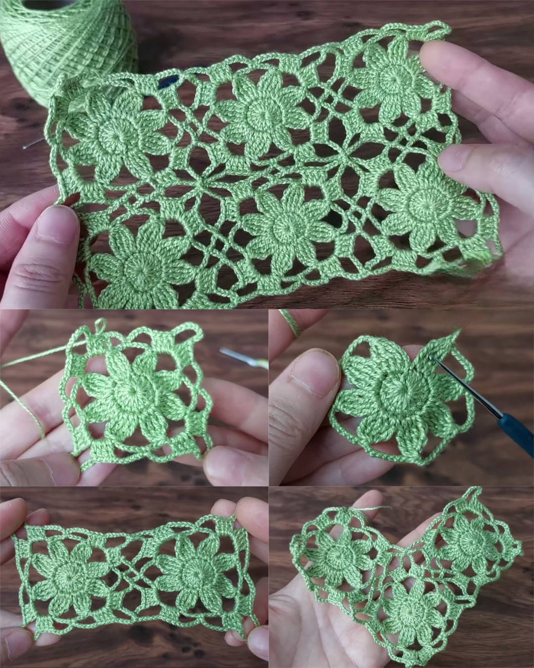 Mint Green Crochet Lace with Flowers - Tutorial - CURIOSODAWEB.COM