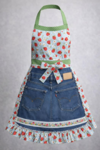 Apron made of denim and fabric - Tutorial - CURIOSODAWEB.COM